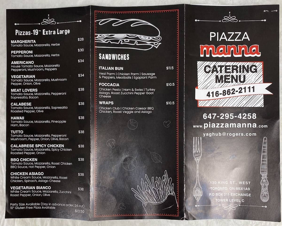Menu at Piazza Manna fast food, Toronto, Exchange Tower