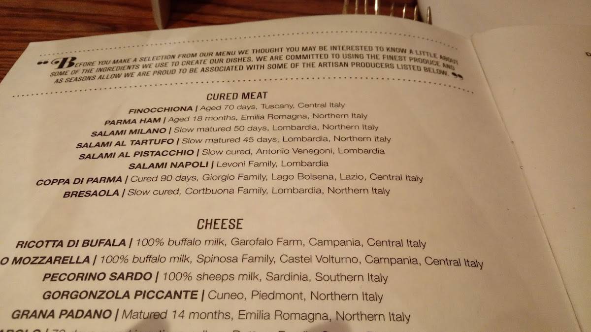 Menu at Piccolino Nottingham restaurant, Nottingham