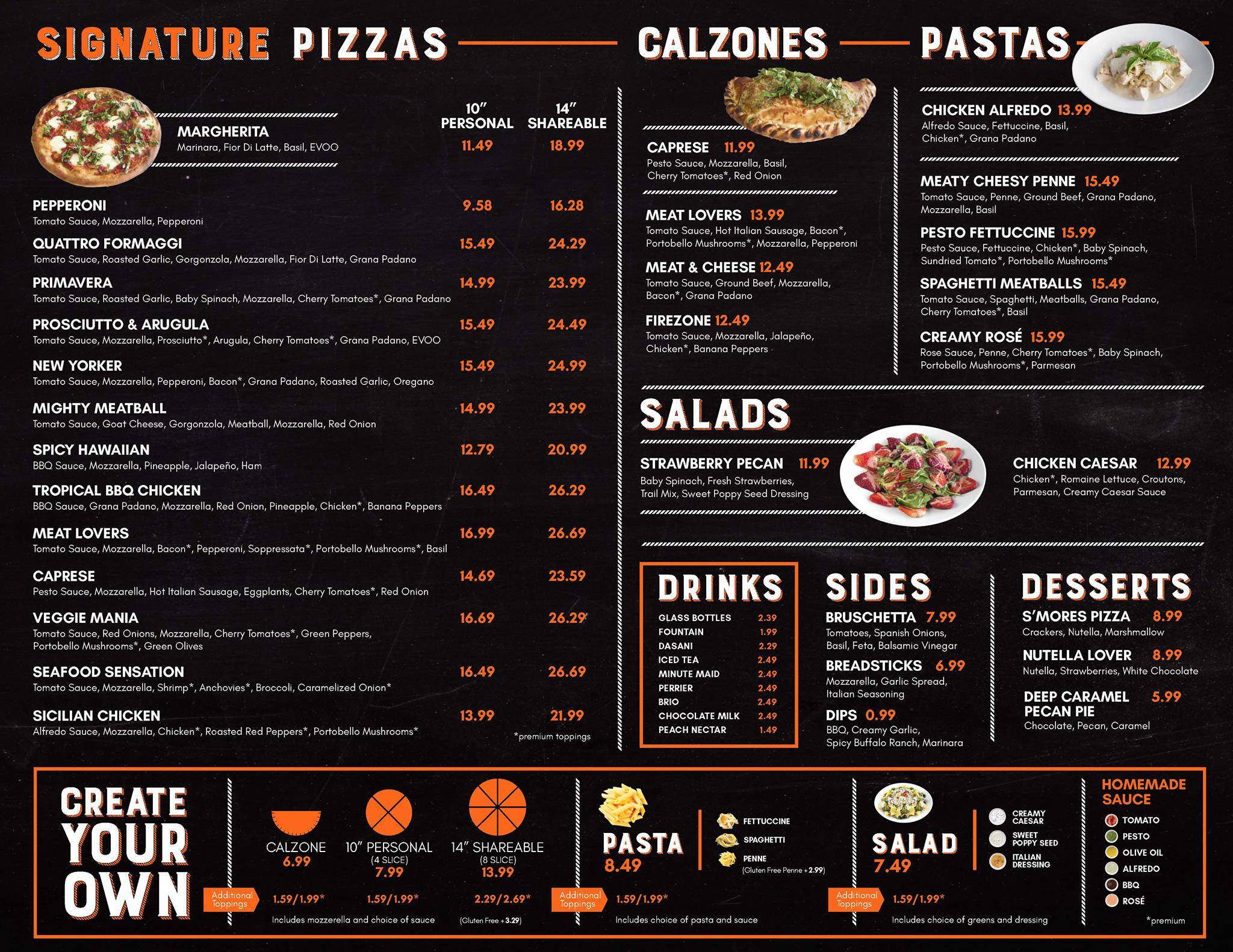 Menu at Vis-à-Vis pizzeria, Pickering