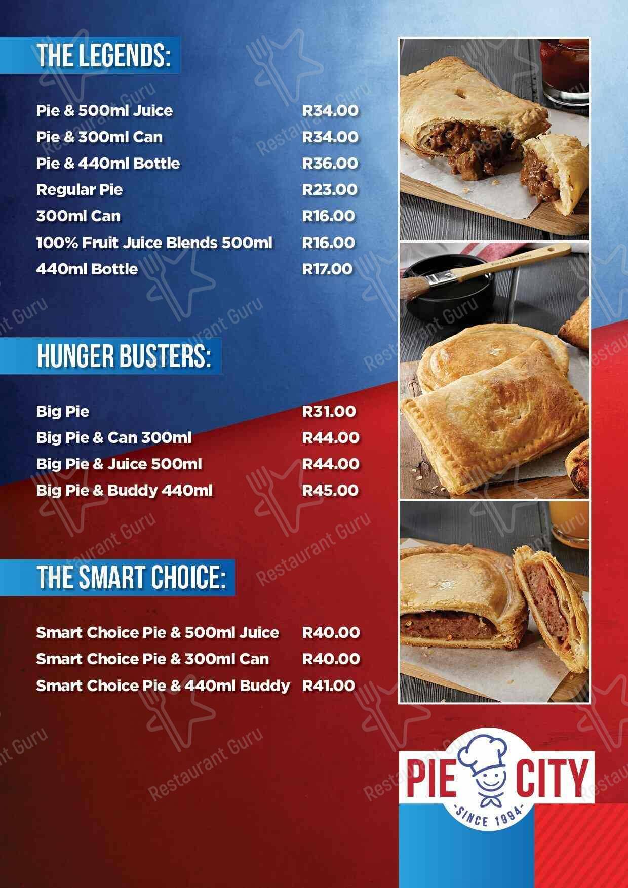 Menu at Pie City fast food, Botshabelo