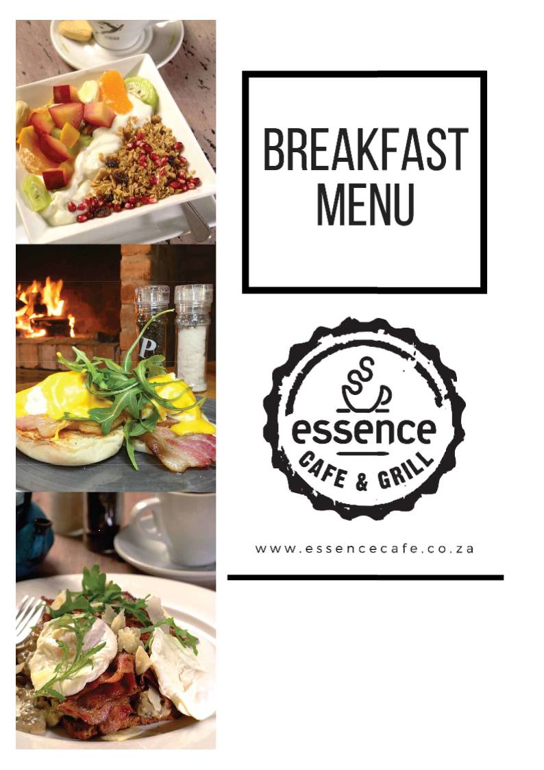 Menu at Essence. restaurant, Pietermaritzburg