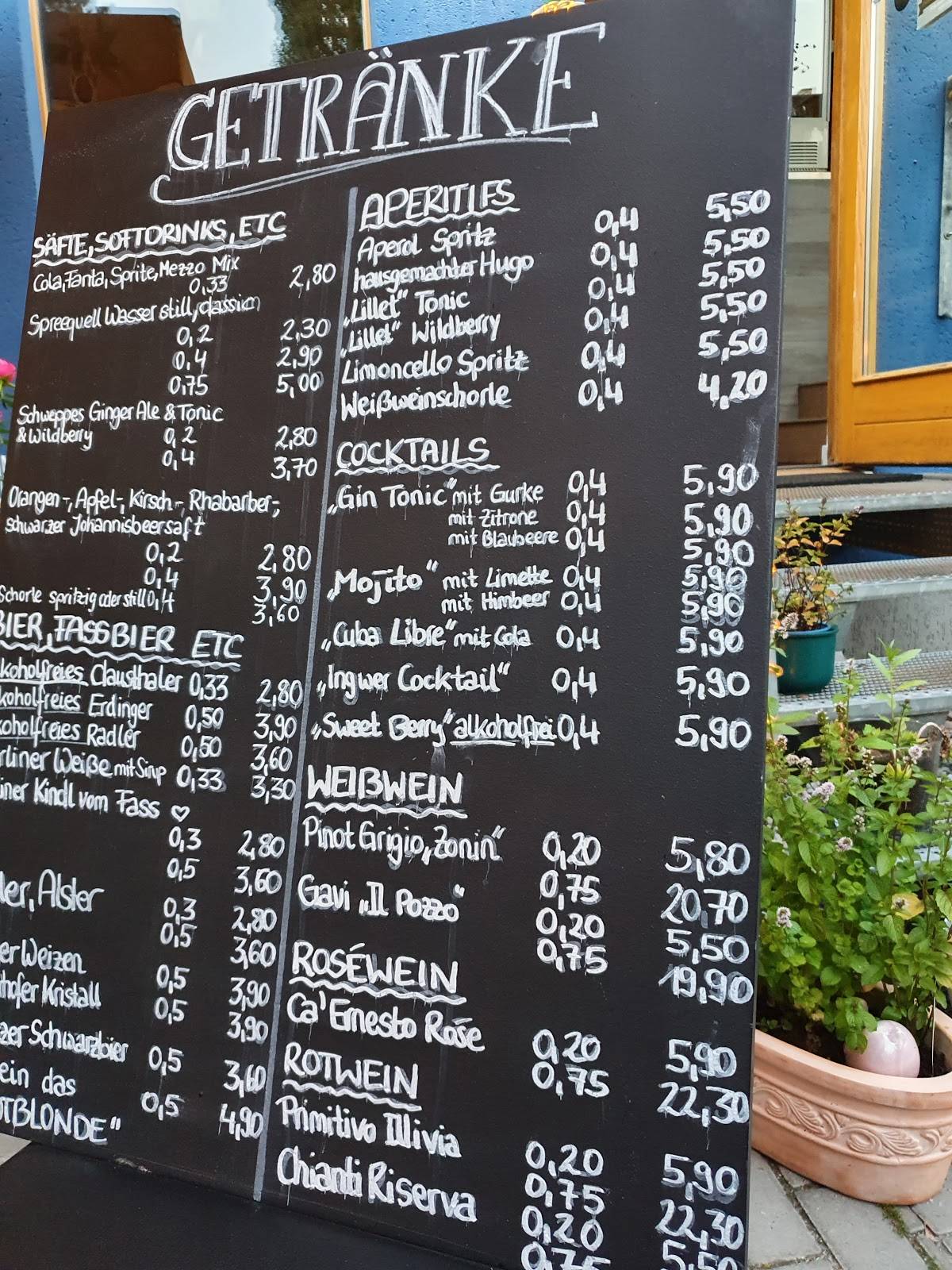 Menu at Pinoli Restaurant, Berlin