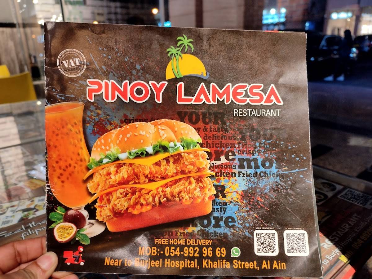 Menu at Pinoy Lamesa restaurant, Al Ain