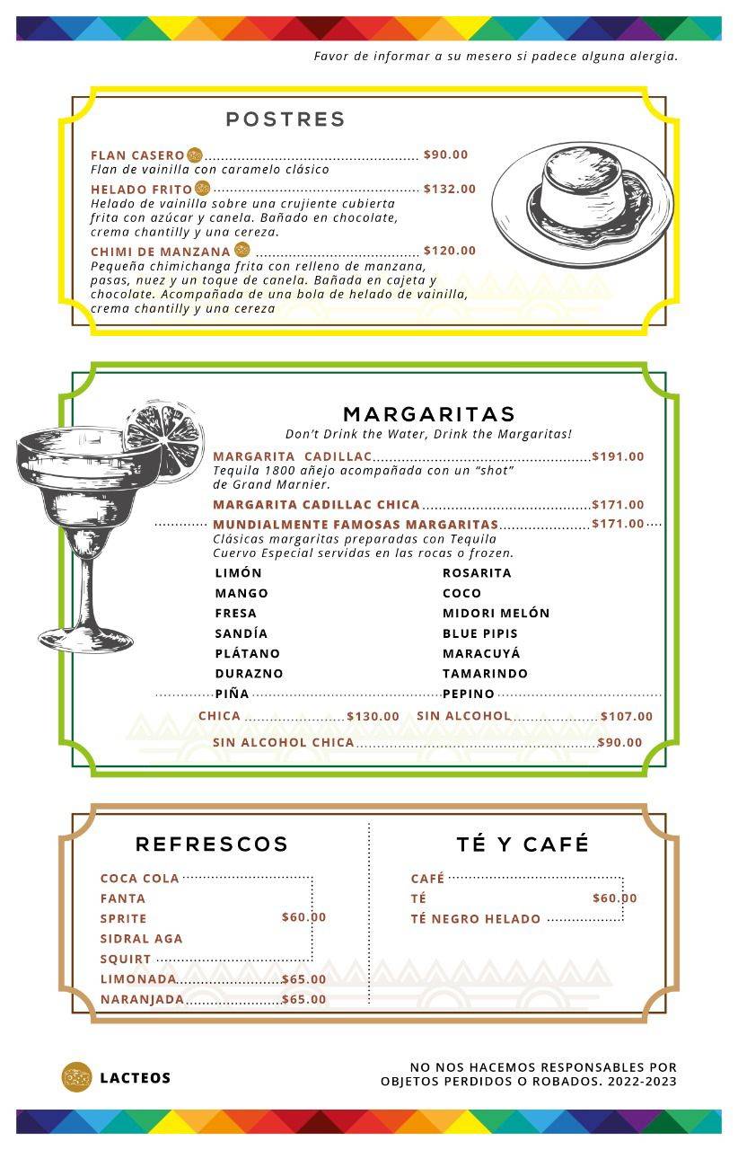 Menu at Pipis restaurant, Puerto Vallarta