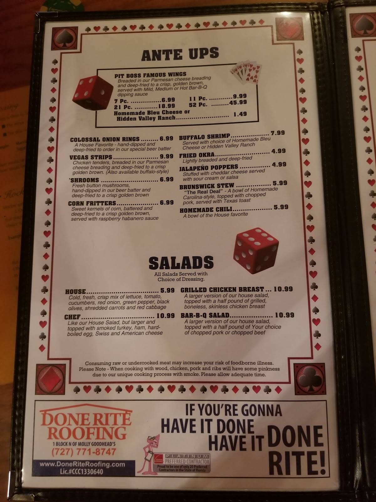 Menu at Pit Boss Bar-B-Q, New Port Richey