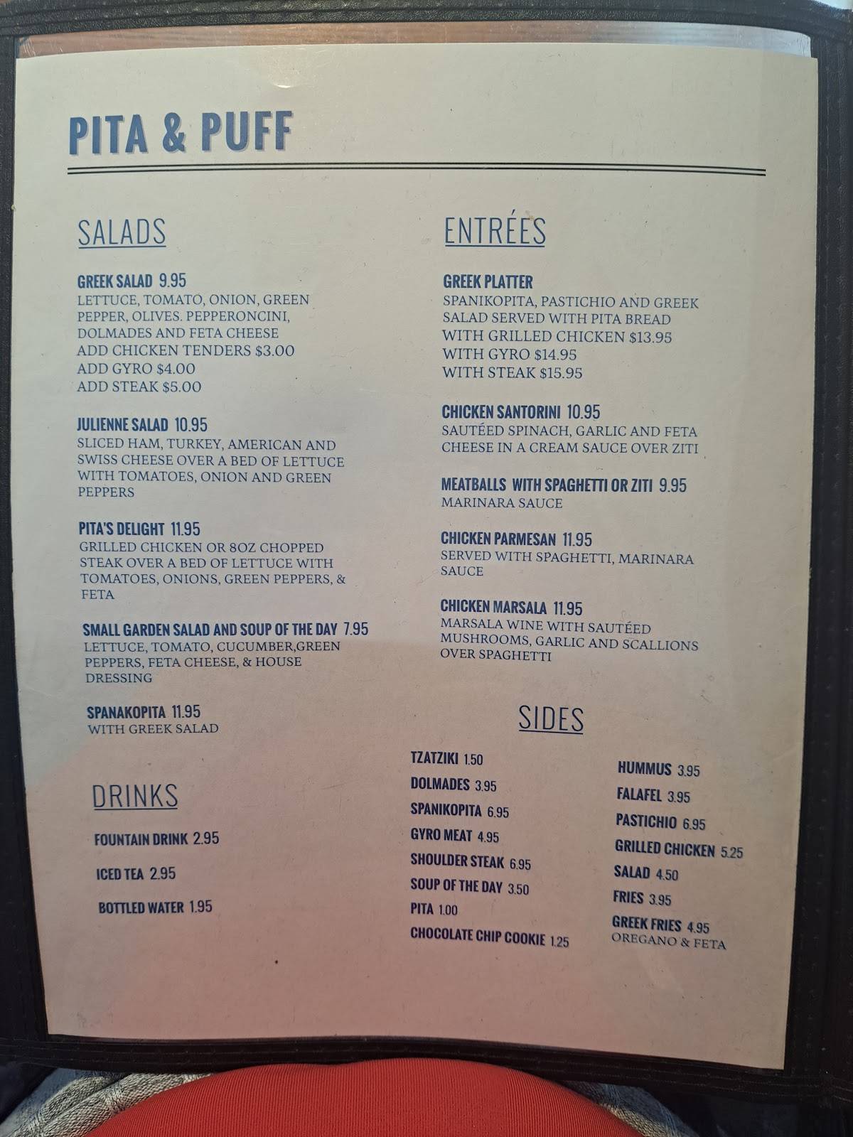 Menu at Pita & Puff restaurant, Port Charlotte