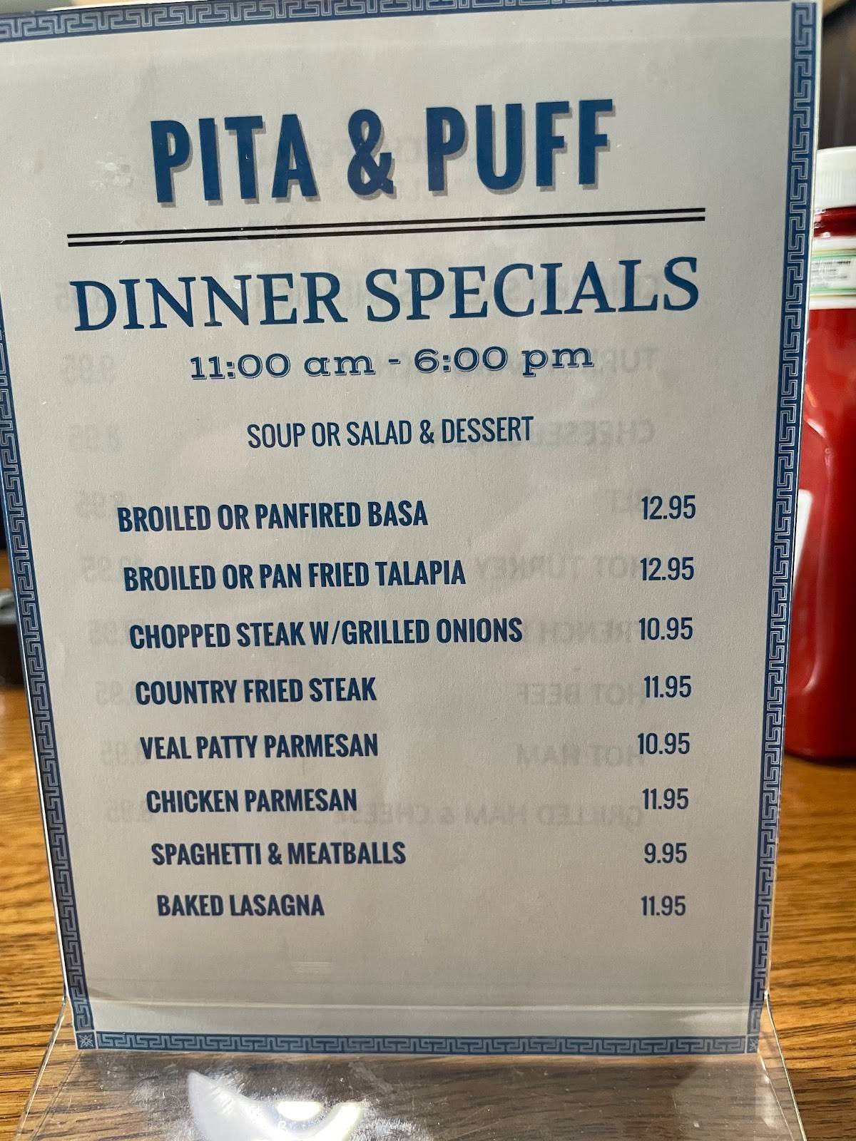 Menu at Pita & Puff restaurant, Port Charlotte