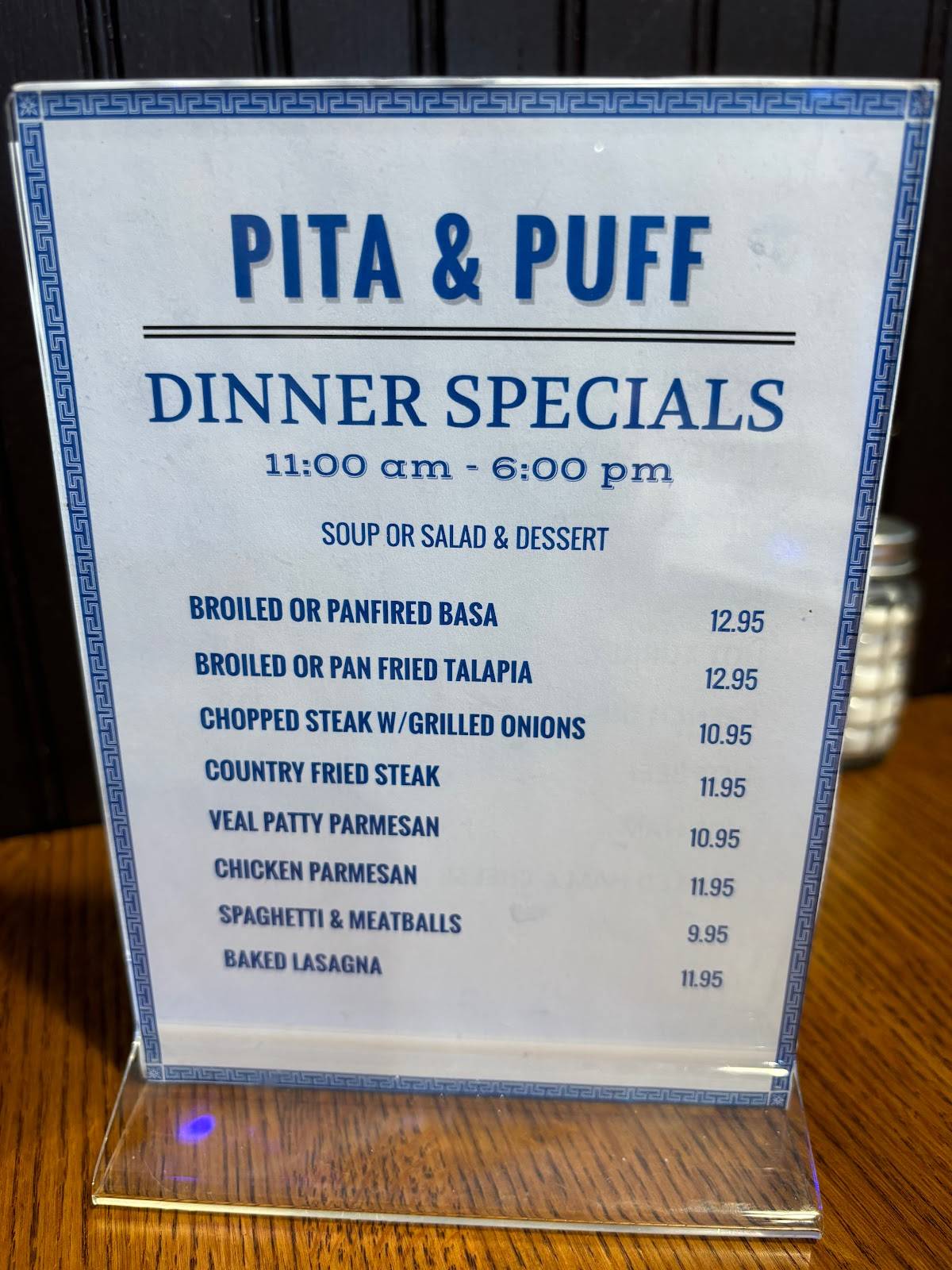 Menu at Pita & Puff restaurant, Port Charlotte
