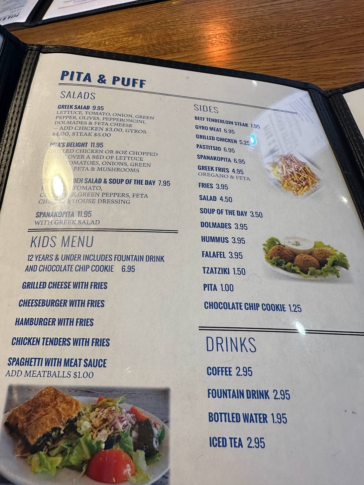 Menu at Pita & Puff restaurant, Port Charlotte