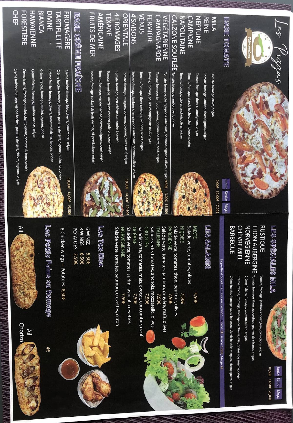 Menu au Pizza Mila restaurant, Houilles