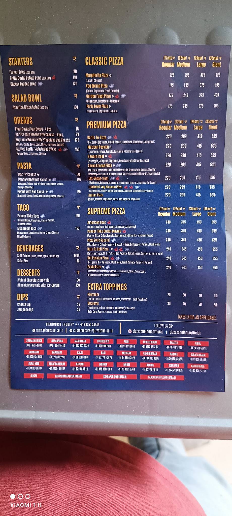 Menu at Pizza Zone, Gandhidham