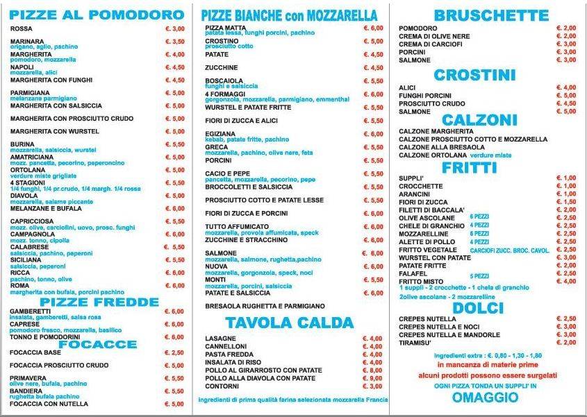 Menu da Pizza e Mare ristorante, Roma