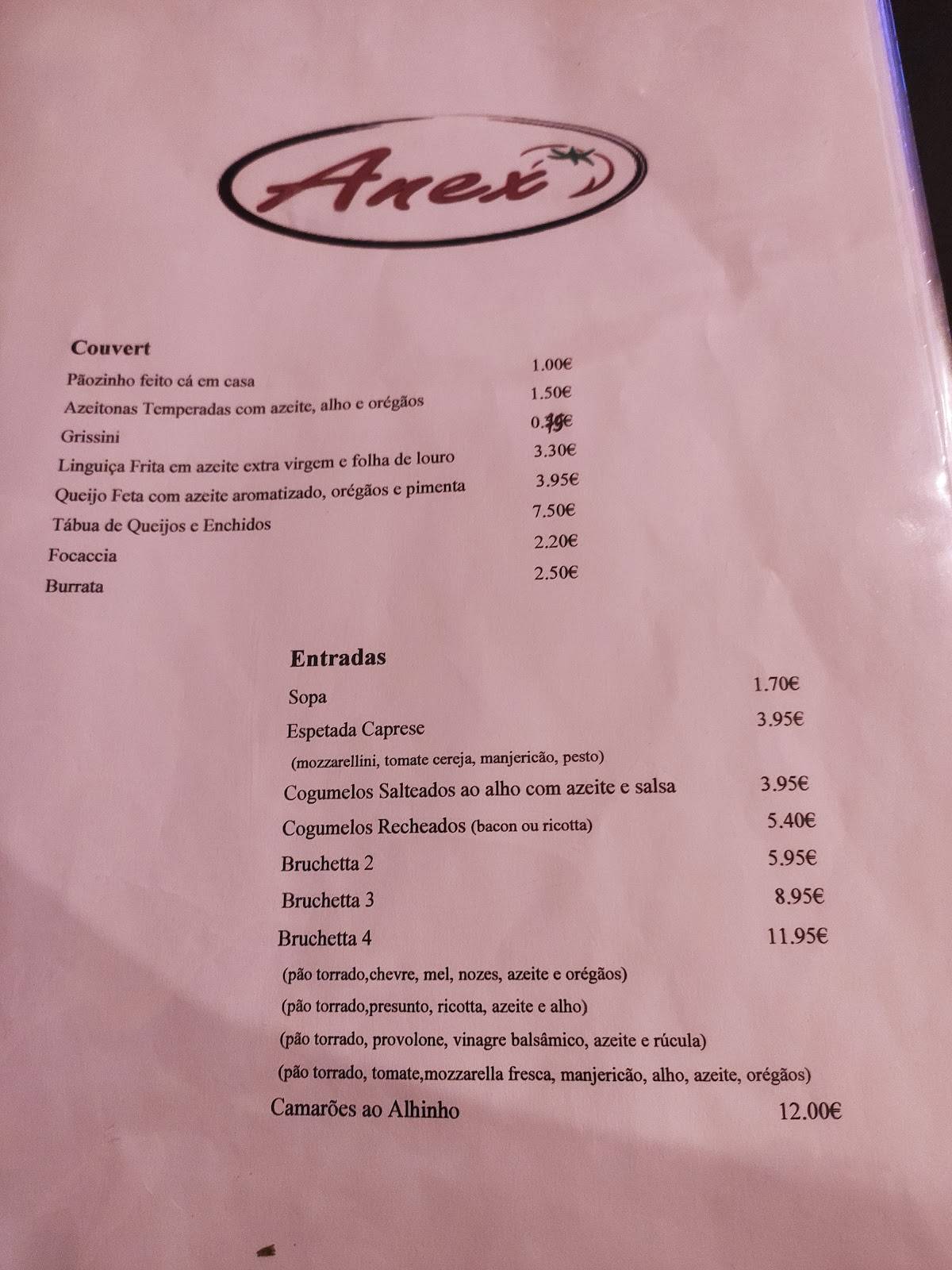 Carta de Pizzaria Anexo, Setúbal Municipality
