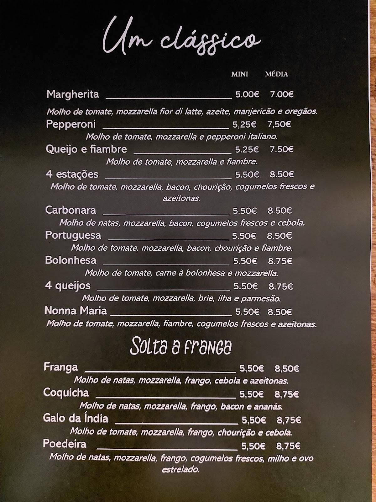 Menu at Pizzaria Meme Bella, Amora, Av. do Seixal