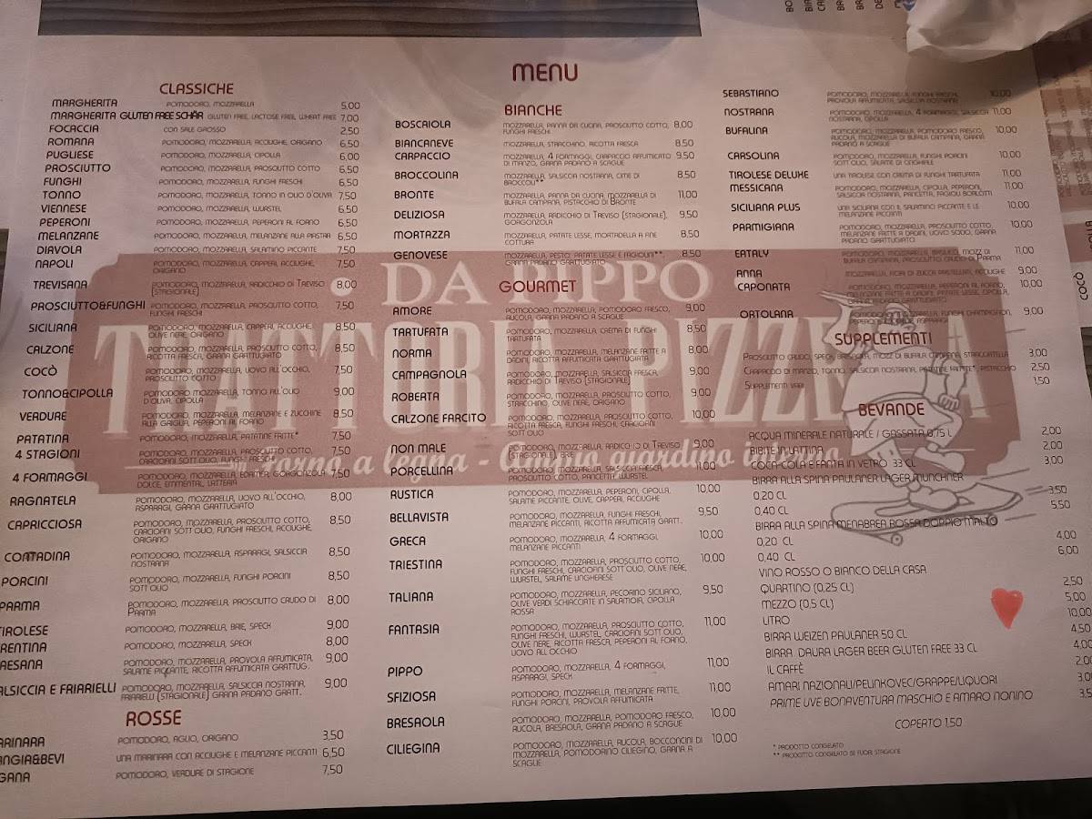 Speisekarte von Pizzeria Da Pippo, Opicina