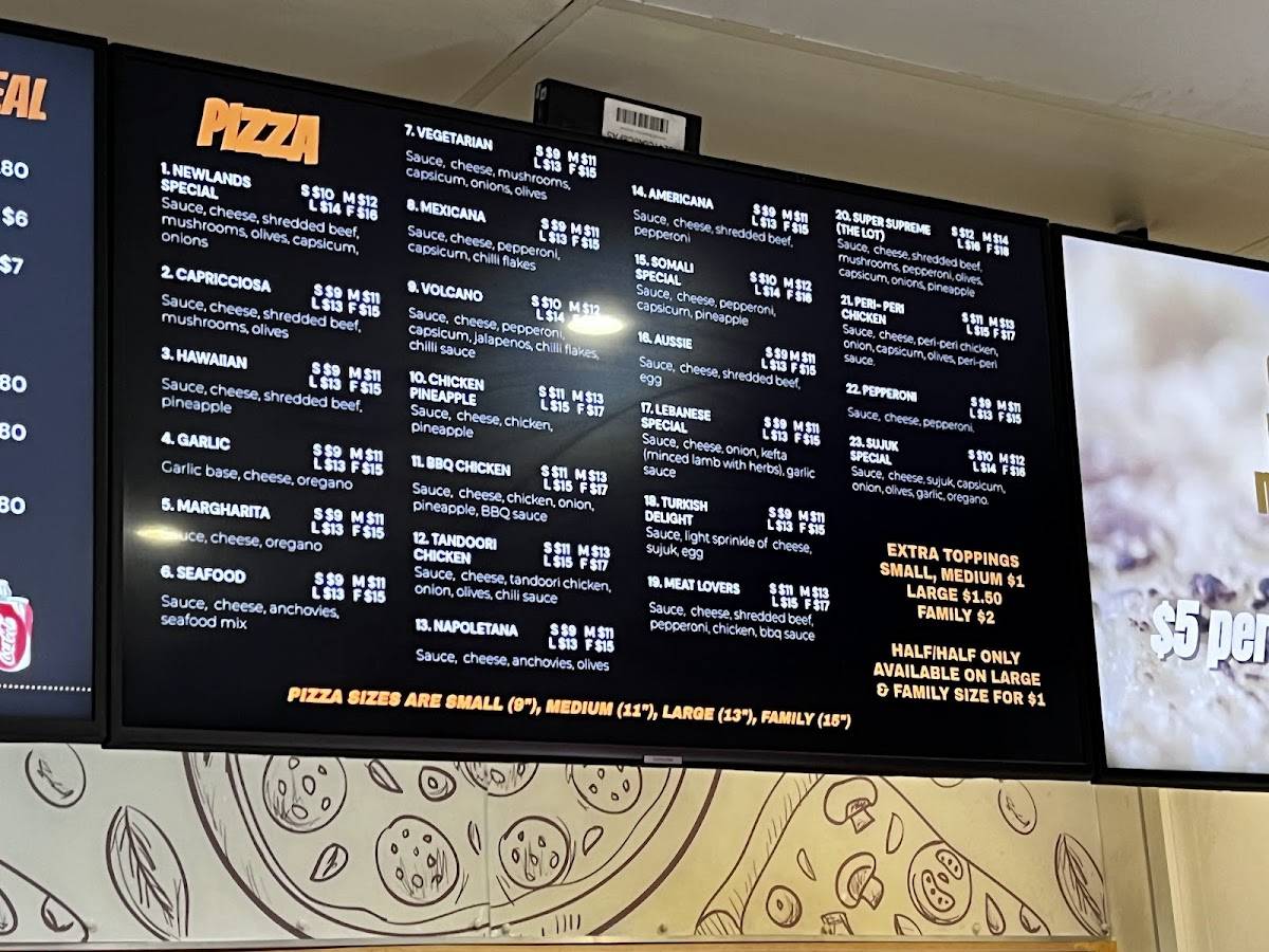 Menu at Newlands Pizza pizzeria, Coburg North, 3/8 Murray Rd