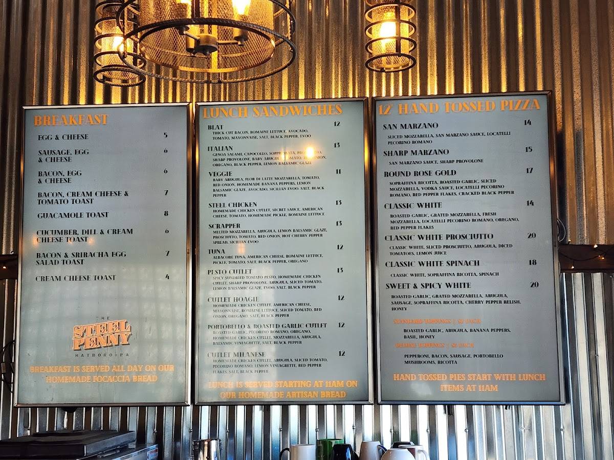 Menu at Steel Penny Cafe, Hatboro
