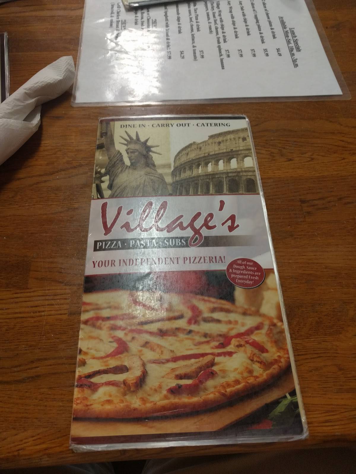 Menu at Village's Pizza pizzeria, Danville