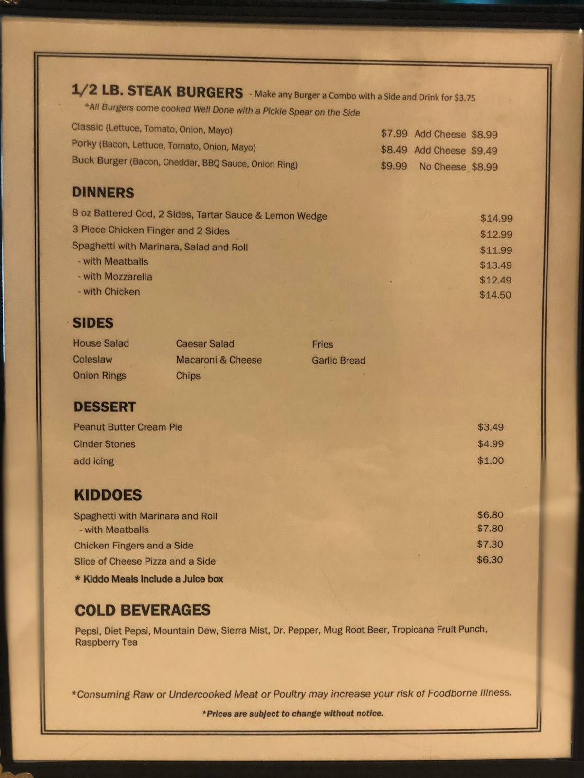 Menu at Ville Billy`s LLC pizzeria, State College
