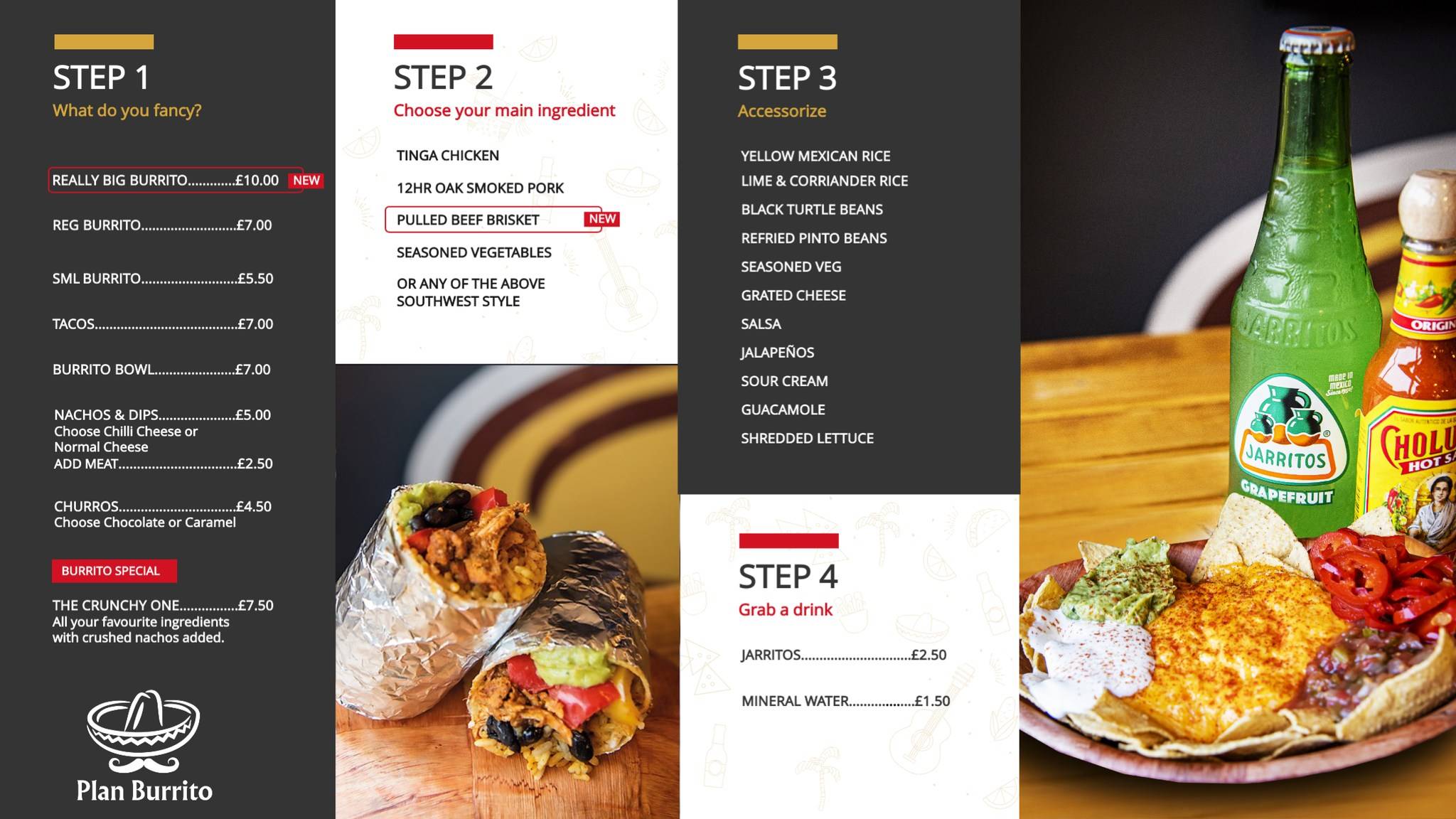 Menu at Plan Burrito restaurant, Loughborough, 57 Ashby Rd