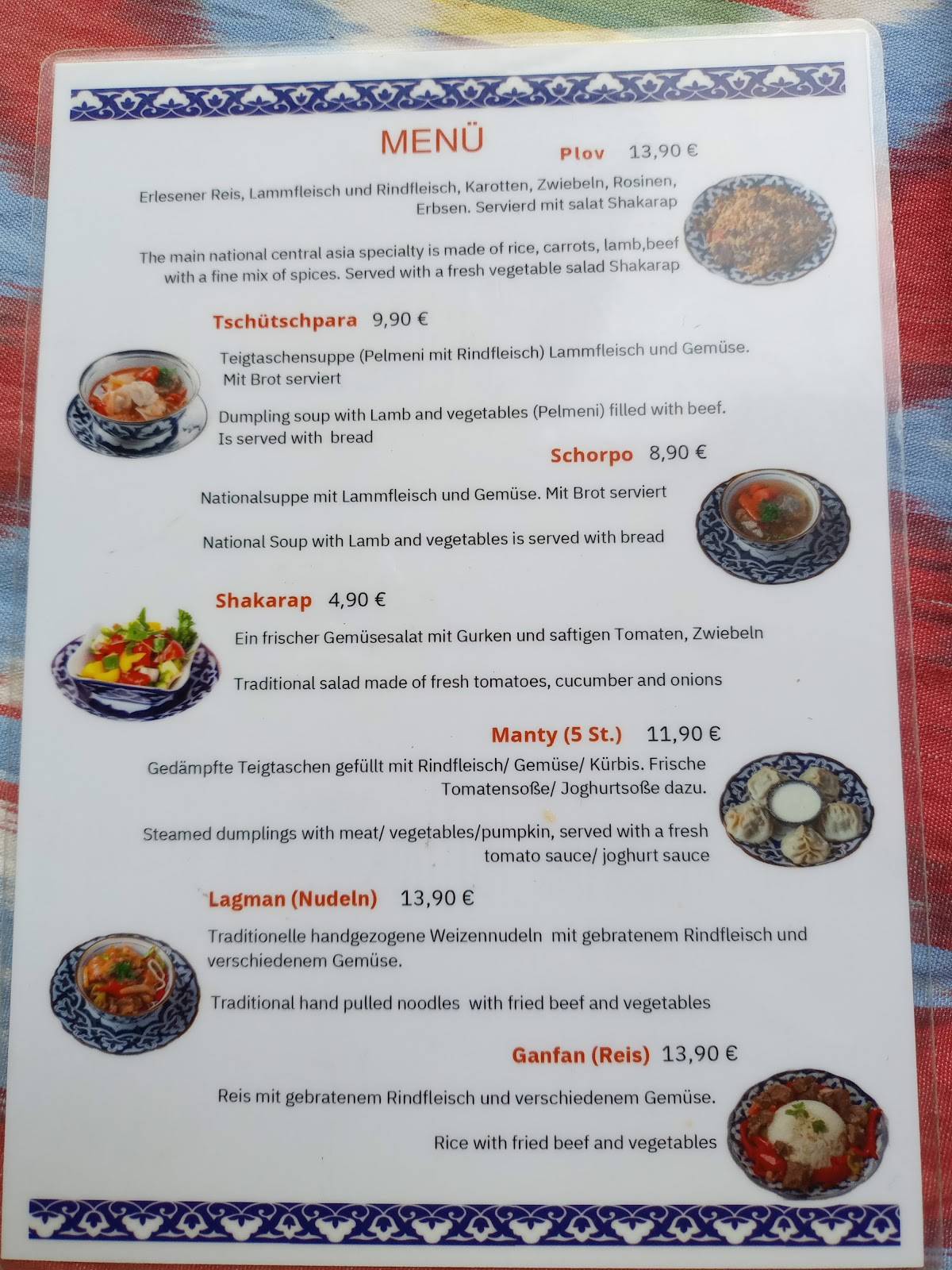 Speisekarte von Plov Berlin Plove Berlin restaurant, Berlin