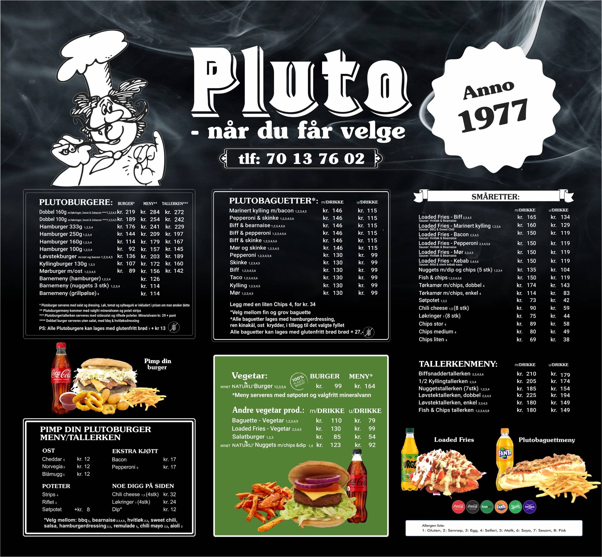 Menu at Fergekaia Pluto restaurant, Alesund