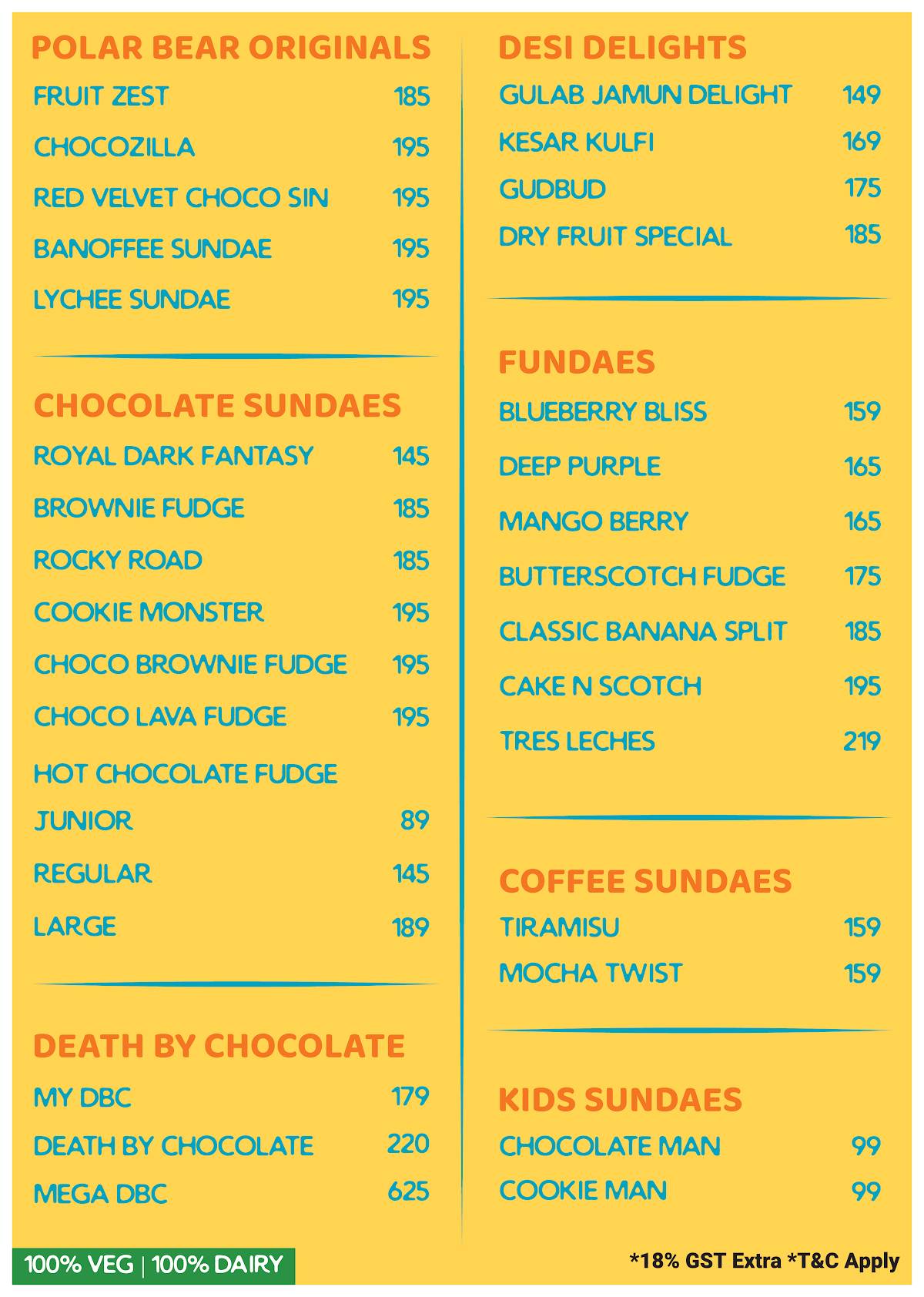 Menu at Polar Bear Ice Cream Sundaes - Jayanagar 4th T Block, Bengaluru ...