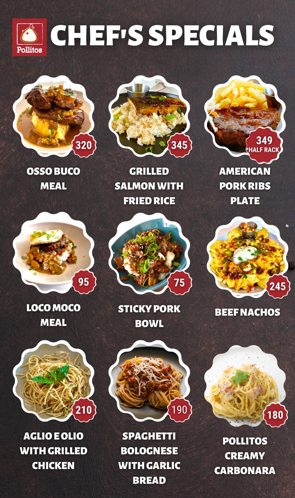 Menu at Pollitos Cafe and Restaurant, City of Naga