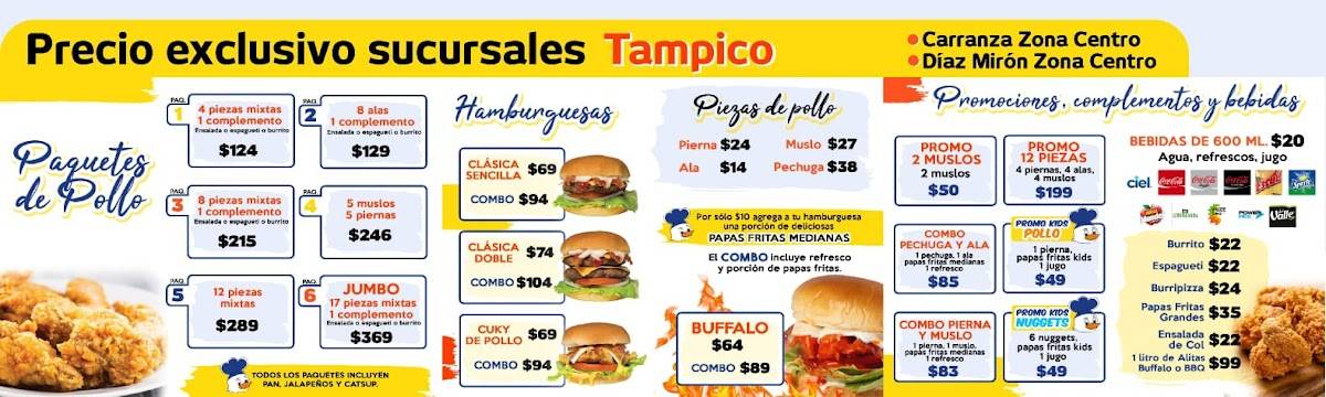 Carta del restaurante Pollo Cuky Carranza Tampico, Tampico
