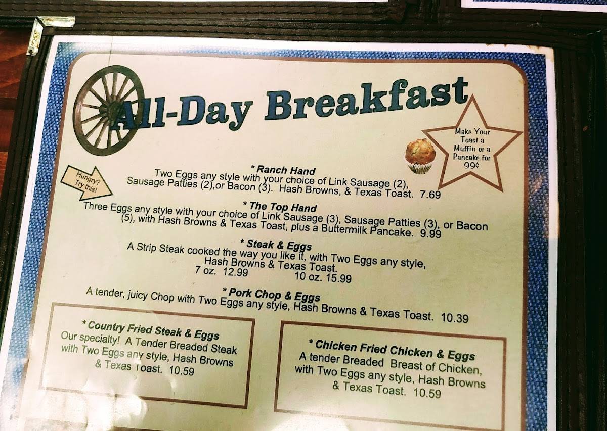 Menu at Garrett Wrangler Restaurant, Ponca City