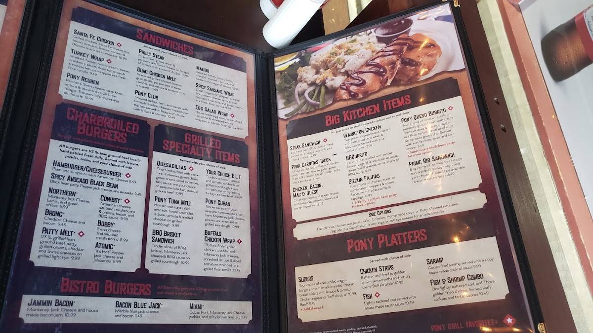 Menu at The Pony Grill & Bar, Sheridan