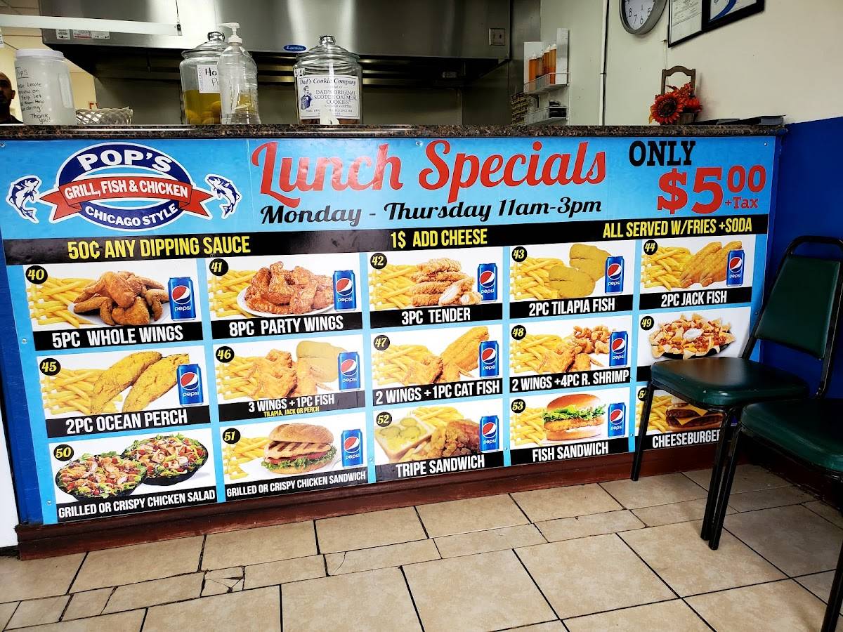 Menu at Pop's Grill, Fish & Chicken restaurant, Florissant