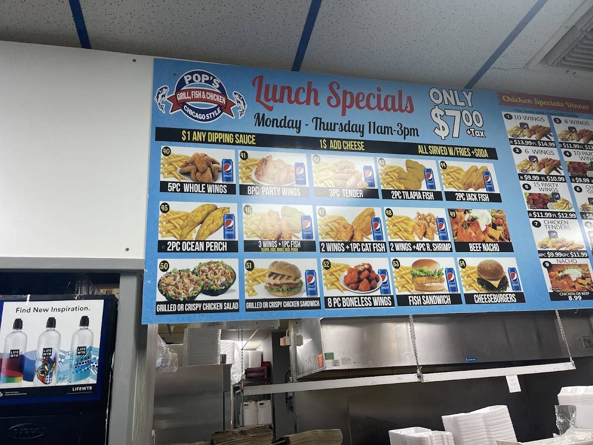 Menu at Pop's Grill, Fish & Chicken restaurant, Florissant