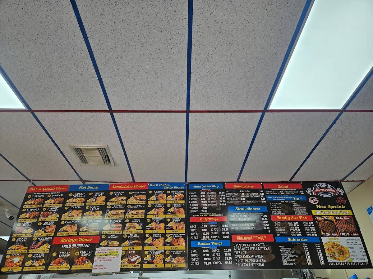 Menu at Pop's Grill, Fish & Chicken restaurant, Florissant