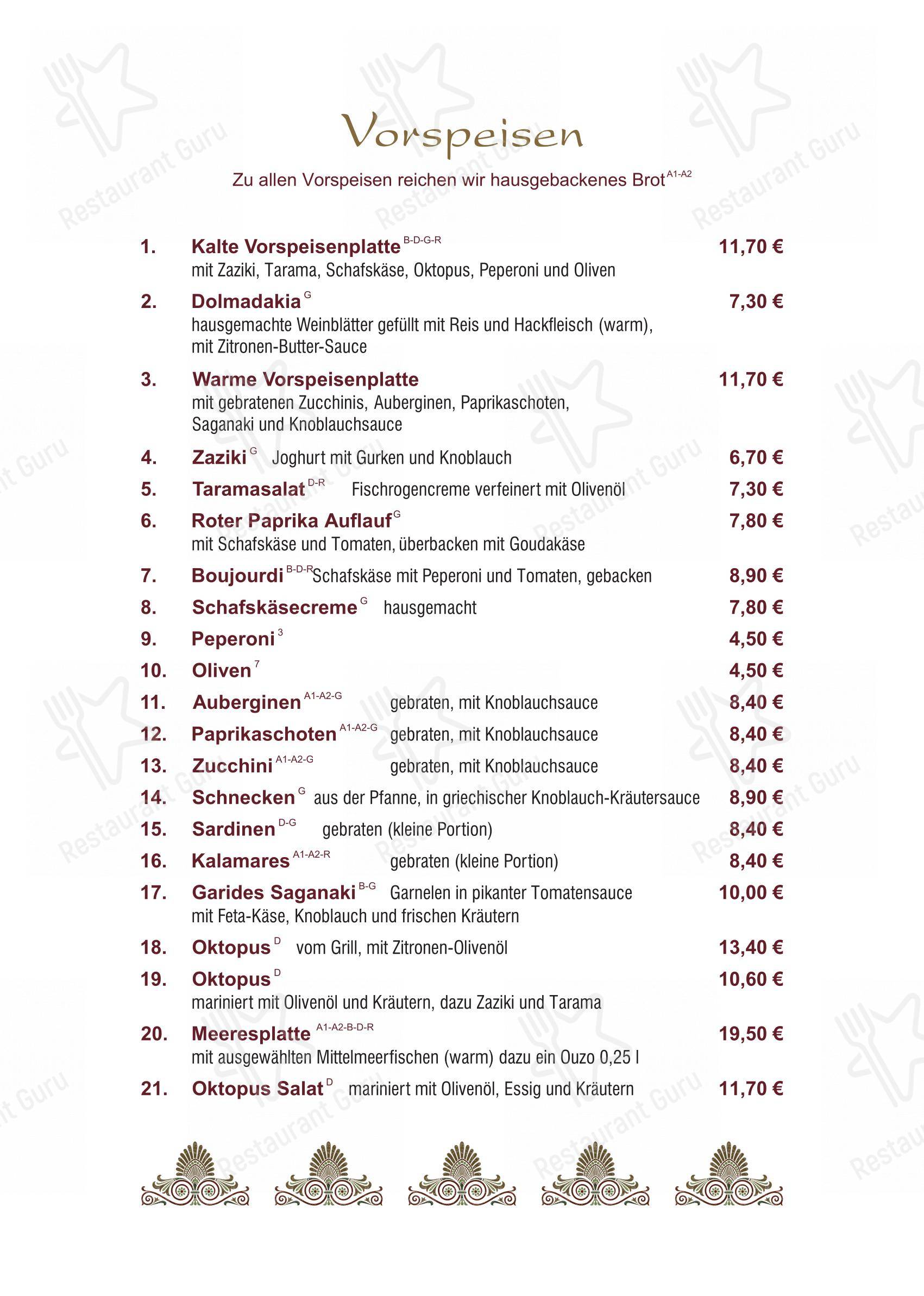 Speisekarte von Poseidon restaurant, Remscheid
