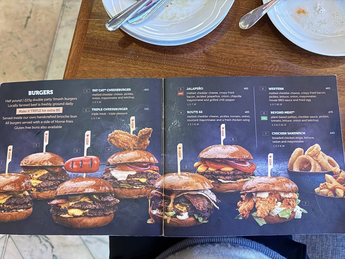 Menu at FAT CAT Downtown restaurant, Prague