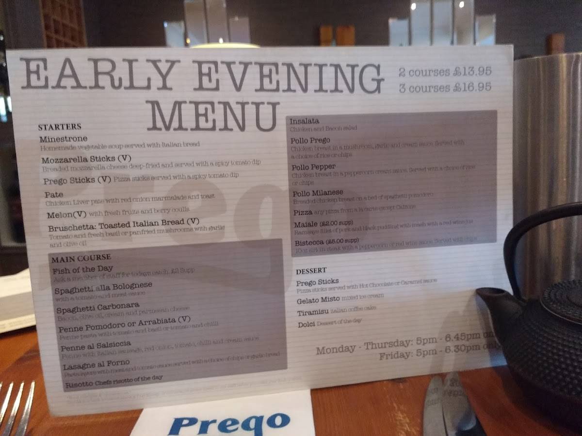Menu at Prego Restaurant Carluke, Carluke