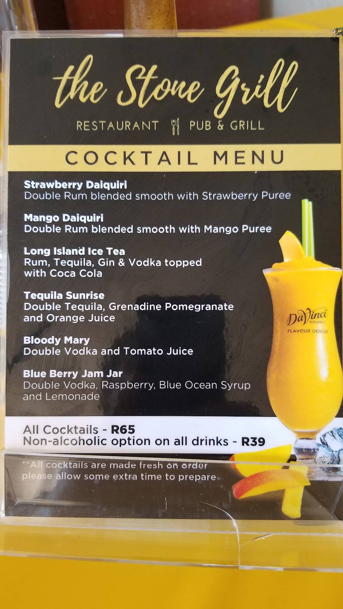 Menu at The Stone Grill Restaurant & Bar, Pretoria