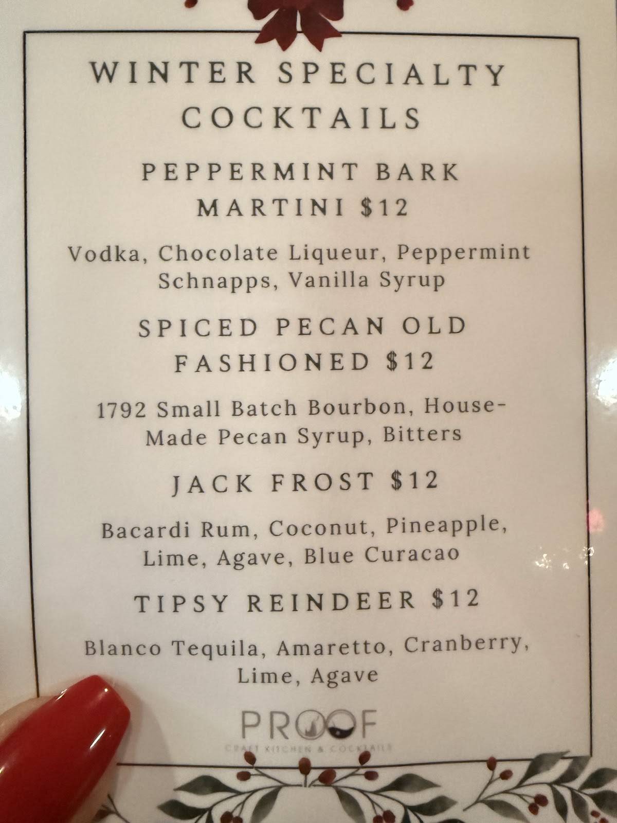 Menu at Proof Craft Kitchen and Cocktails pub & bar, Star