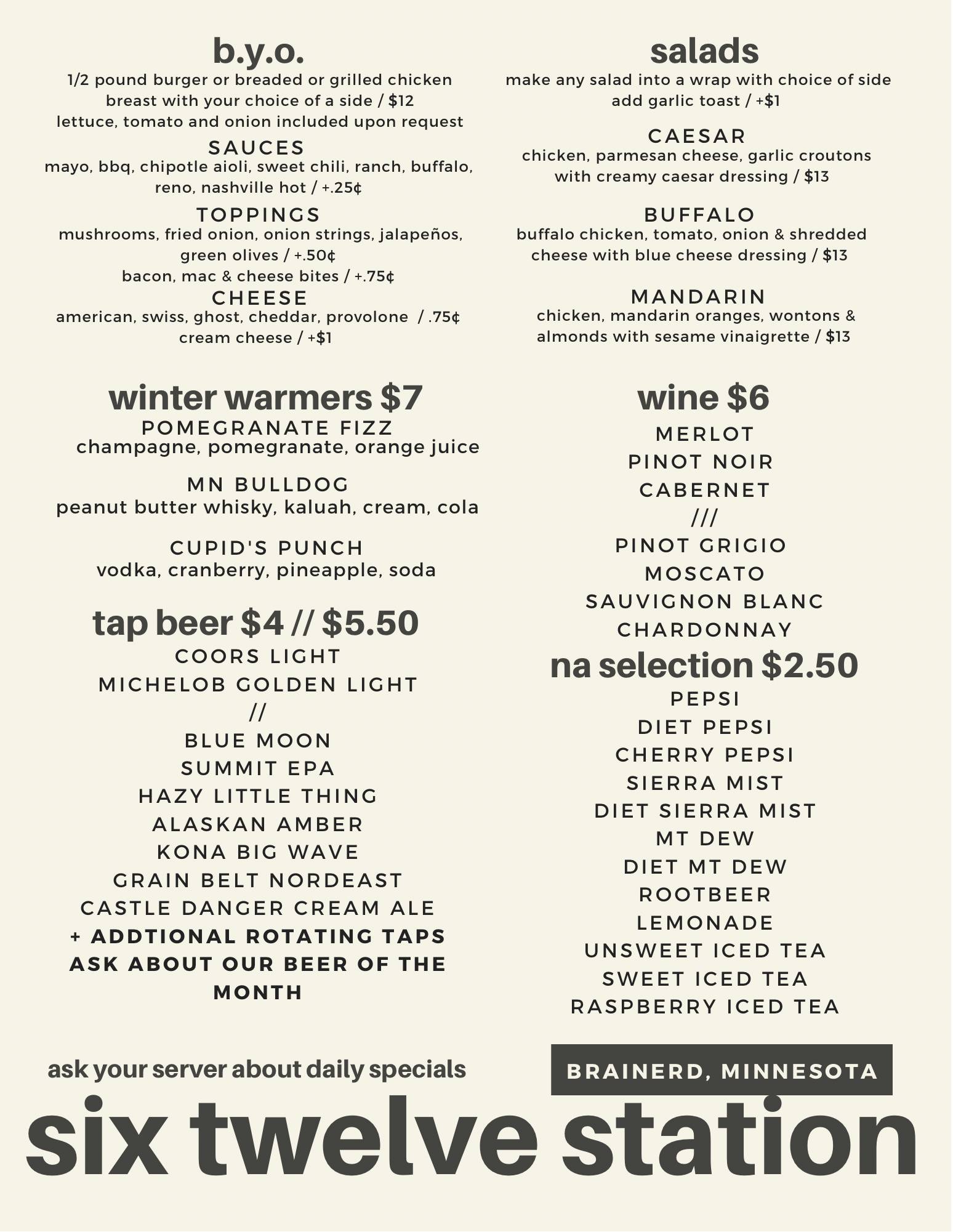Menu at Blue Oyster pub & bar, Brainerd