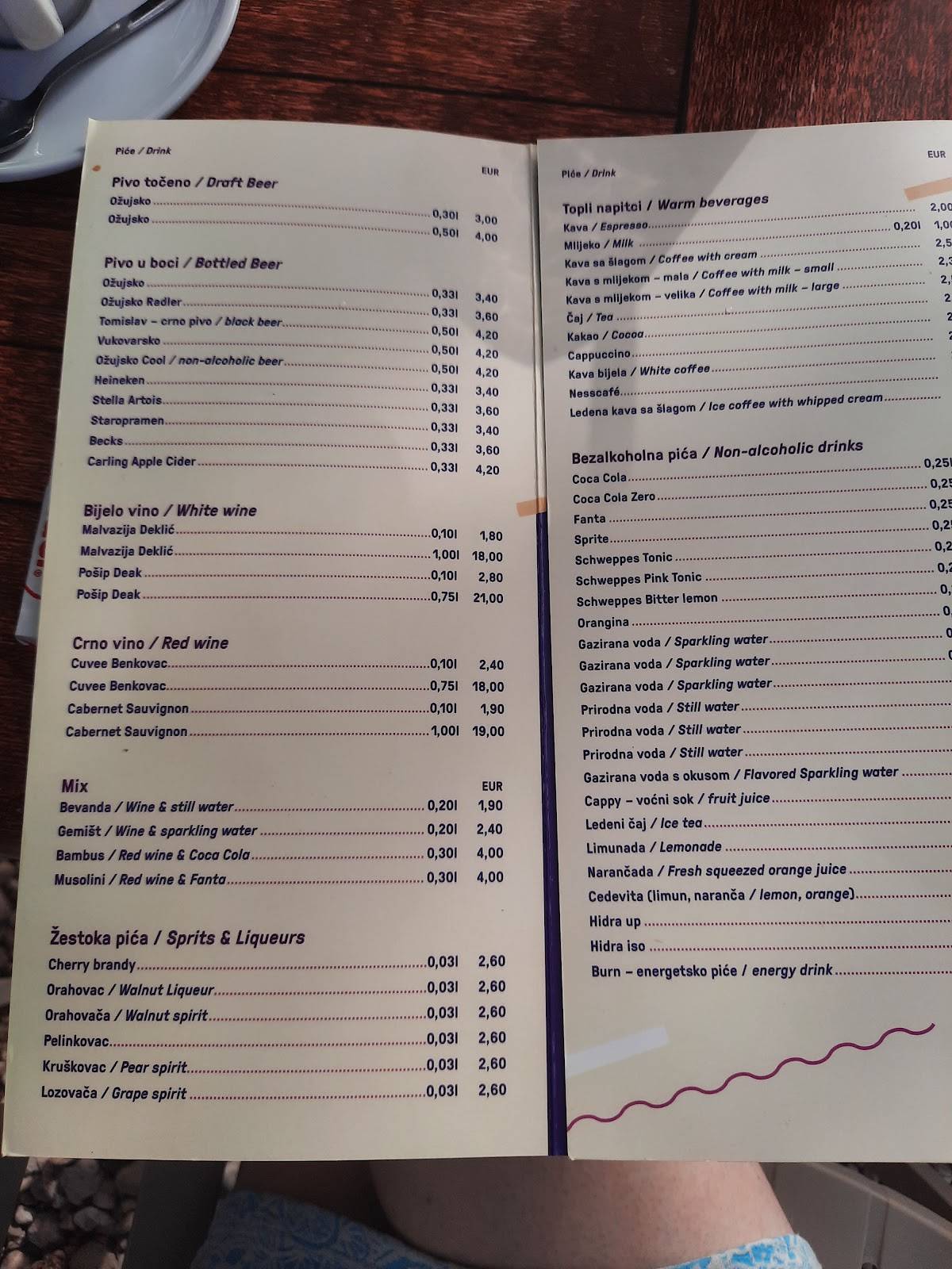 Menu at Beach Bar & Fast Food LORI, Tučepi