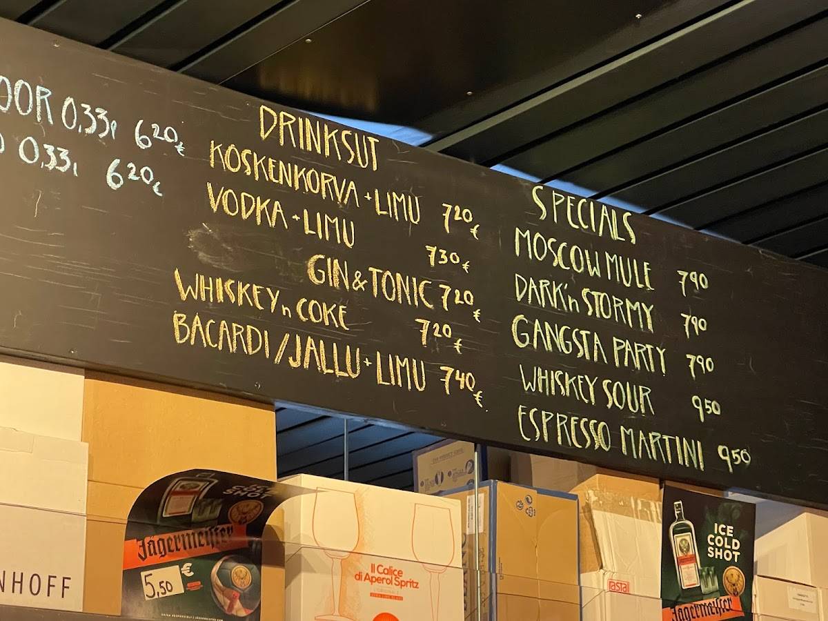 Carta del pub y bar Biggie's, Helsinki