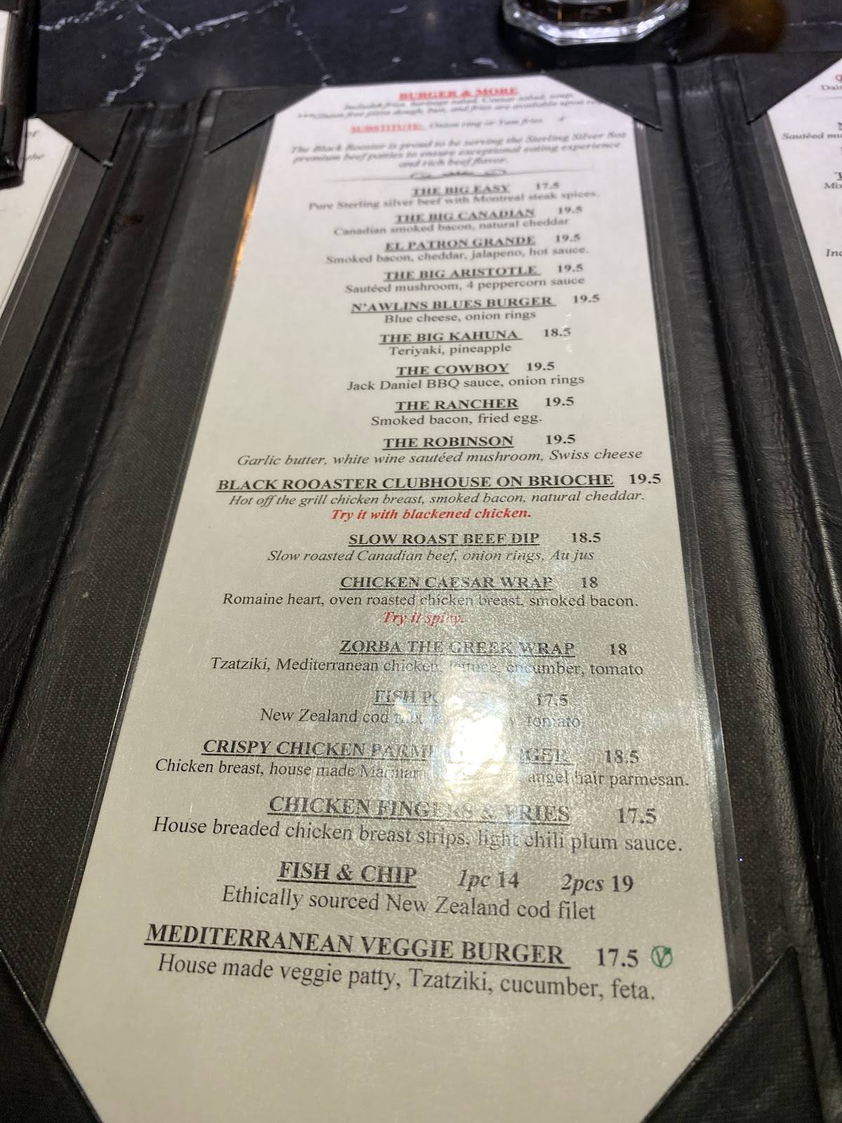 Menu at Black Rooster Classic Bar & Grill, Castlegar