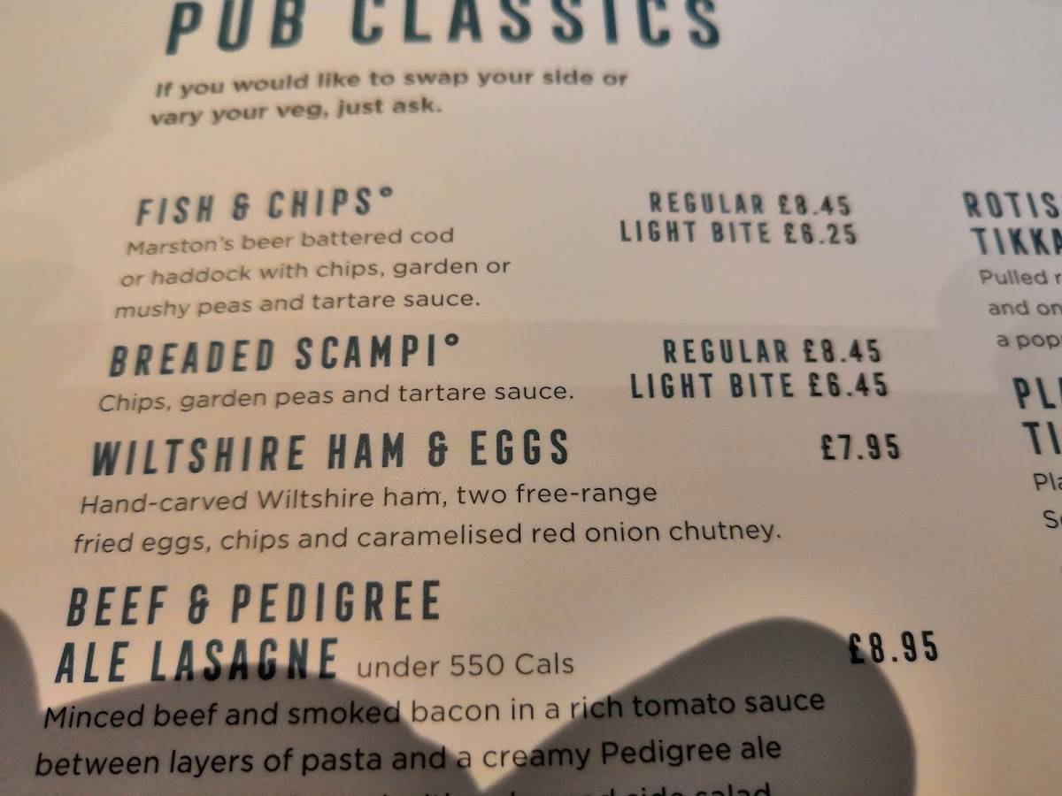 Menu at Bure Farm pub & bar, Bicester