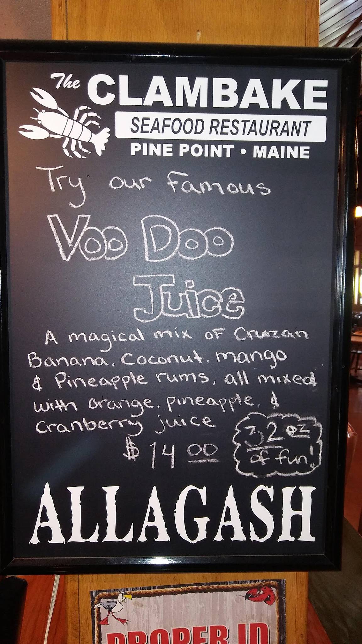Menu at Clambake Seafood Restaurant, Scarborough, 354 Pine Point Rd