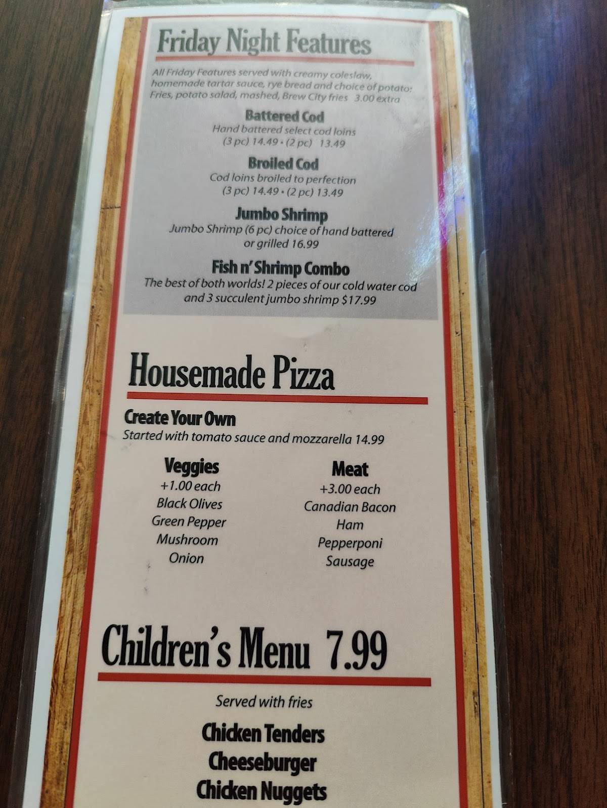 Menu at Club Forest, Plover, Club Forest Dr