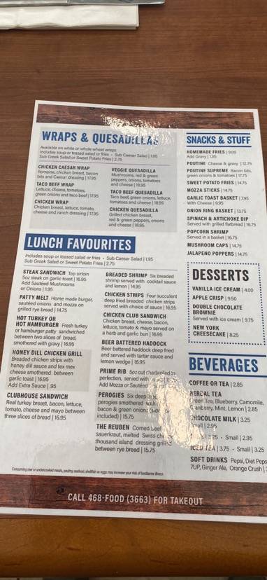 Menu at Days Inn Kenora pub & bar, Kenora