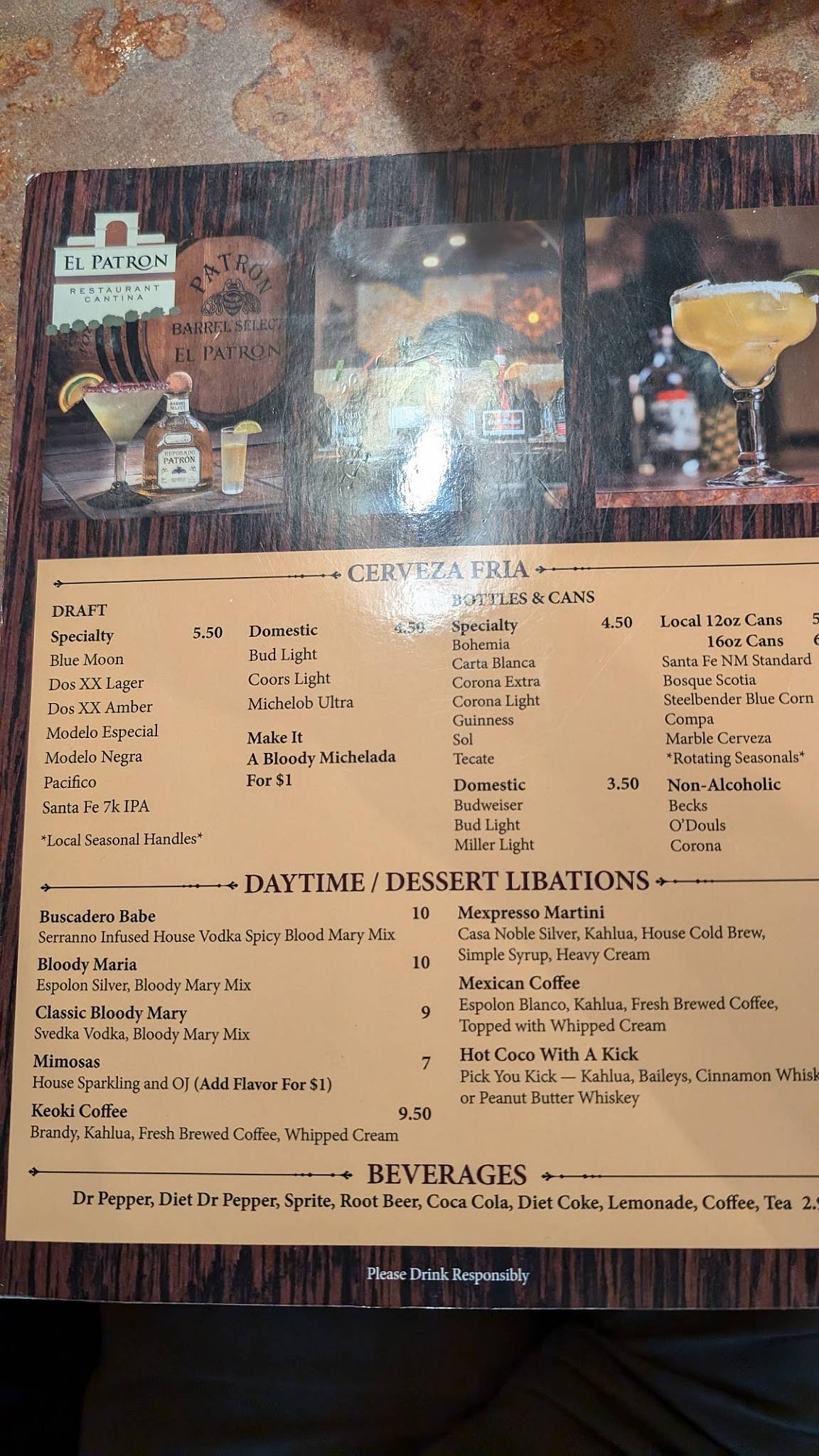Menu at El Patron pub & bar, Albuquerque, Montgomery Blvd NE