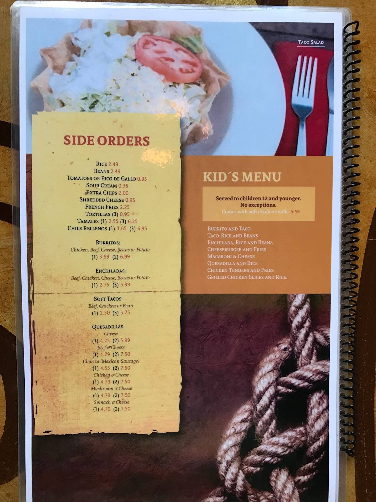 Menu at Fiesta Azteca pub & bar, Uniontown