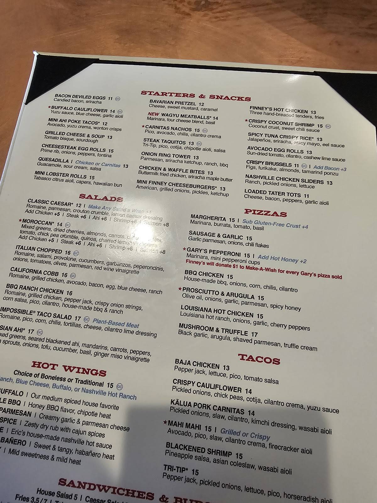 Menu at Finney's Crafthouse - Santa Barbara, Santa Barbara